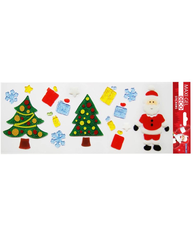 Stickers Gel Noël Pour Fenêtres Père Noël Et Sapins